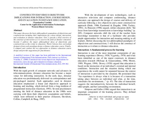 Pdf Constructivism Versus Objectivism Implications For Interaction