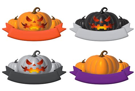 휴일 할로윈 디자인을위한 테마 장식 요소 세트입니다 만화 스타일의 3d 개체입니다 태그가 있는 호박 0명에 대한 스톡 사진 및 기타 이미지 Istock