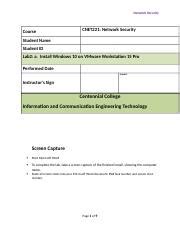Lab2 Creat VM Windows 10 Docx Network Security Course CNET221