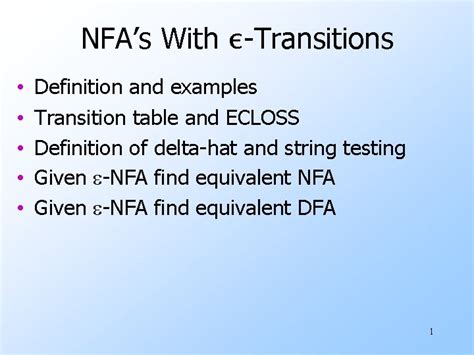 NFAs With Transitions Definition And Examples Transition Table