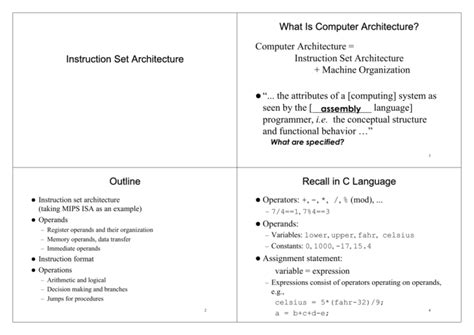 Computer Architecture Instruction Set Architecture Machine