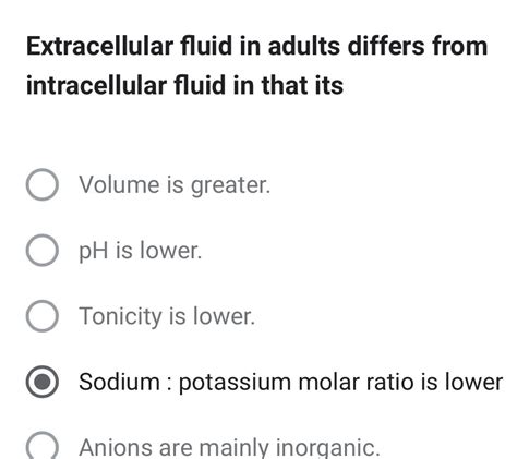 Solved Extracellular Fluid In Adults Differs From Chegg Com