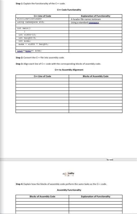Step 1 Explain The Functionality Of The C Code C Code Functionality C Line Of Code