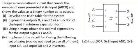 Solved Design A Combinational Circuit That Counts The Number Chegg