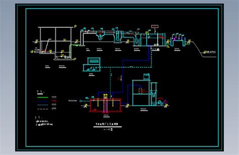 污水处理厂平面图高程图 AutoCAD 2004 模型图纸下载 懒石网
