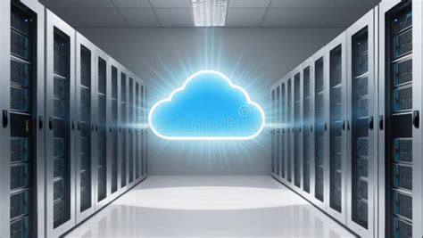 Modern Data Center With Server Racks And A Glowing Cloud Symbol Representing Cloud Computing