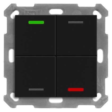 KNX Push Button Lite Gang RGBW Neutral With Temperature Sensor Black Matt Ctrl