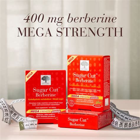 New Nordic Sugar Cut Berberine 400mg Mega Strength 60 Tablets Handb