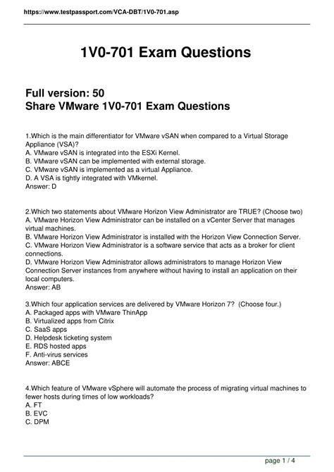 Ppt Testpassport Vmware 1v0 701 Real Exam Questions Powerpoint Presentation Id 7856334