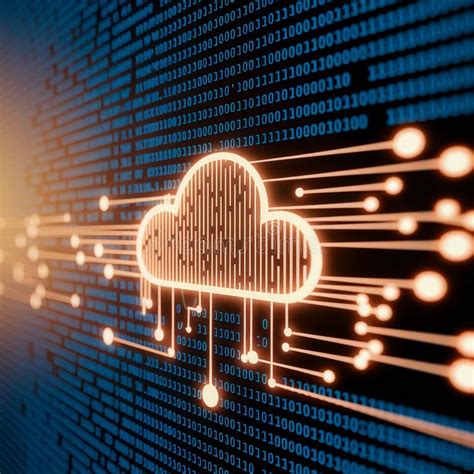 Digital Cloud Computing Concept With Binary Code And Light Connections Ai Generated Stock