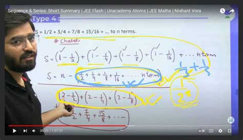 Sequence And Series Short Summary Jee Flash Unacademy Atoms Jee Mat