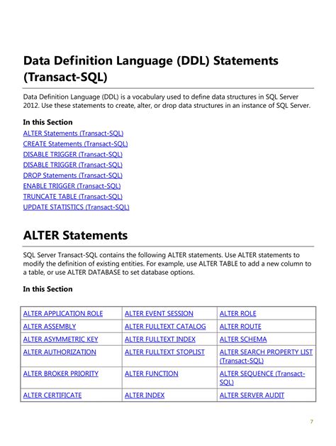 Transact Sql Data Definition Language Ddl Reference Pdf