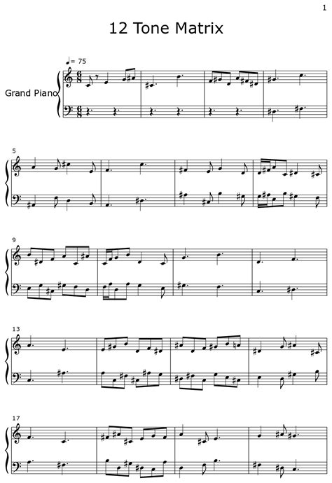 12 Tone Matrix Sheet Music For Piano