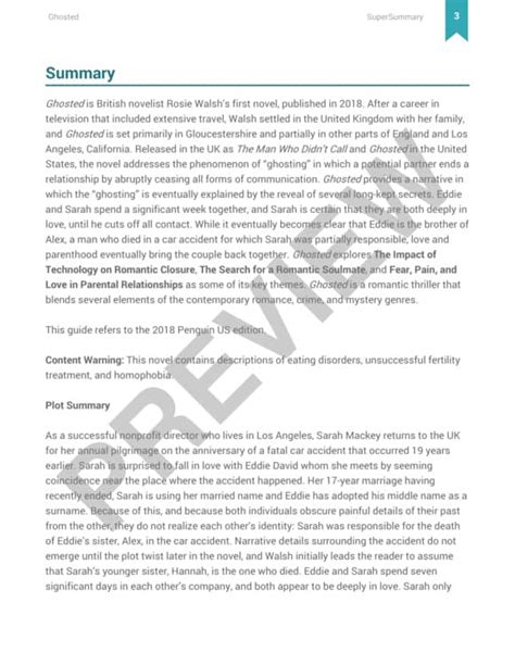 Ghosted Literature Guide By Supersummary Tpt