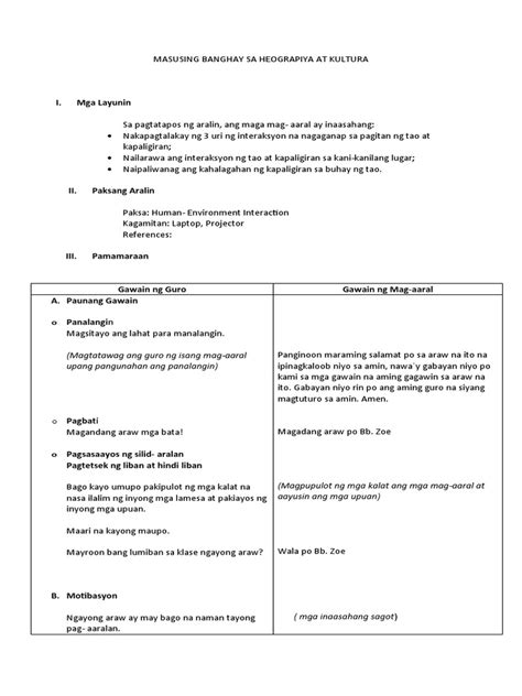Sample Lesson Plan Geography Pdf