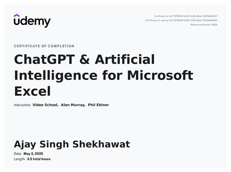 Udemy Course Completion Certificate Ajay Shekhawat