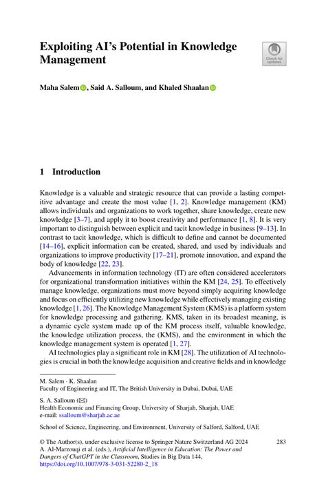 Pdf Exploiting Ais Potential In Knowledge Management