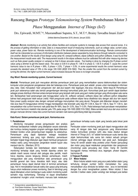 Pdf Rancang Bangun Prototype Telemonitoring System Pembebanan Motor 3 Phase Menggunakan