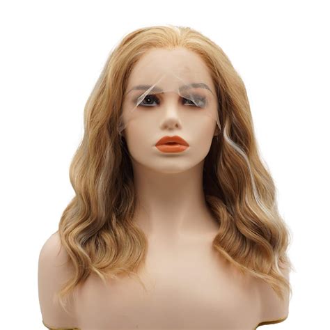 Lushy Beauty Hair Synthetic Lace Front Wig Wavy Long 20inch Brown Blonde Mix Heavy