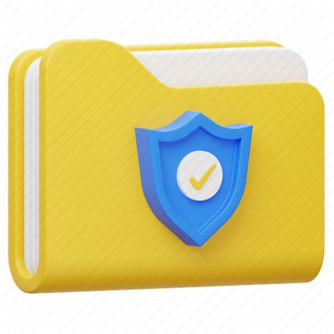 Folder Protection Data Lock Security Archive Shield D Illustration Download On Iconfinder