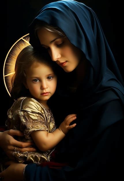 Premium Photo Iconic Holy Mother Holding Baby Jesus