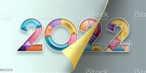 밝은 배경에 여러 가지 색상 번호 2022 새해 복 많이 받으세요 현대 디자인 템플릿 사이트에 대한 헤더 포스터 새해 카드 전단지 3d 일러스트레이션 3d 렌더링 12월