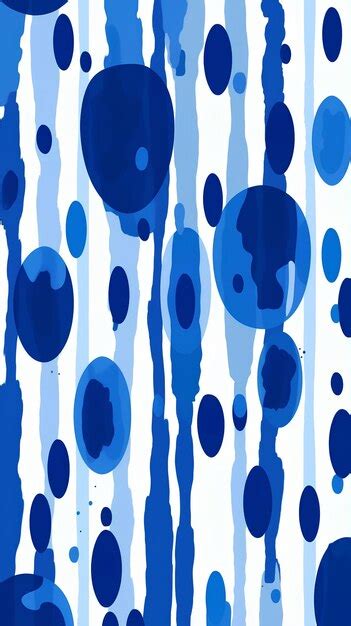 Minimalistic White And Royal Deep Blue Striped Blobs Premium Ai