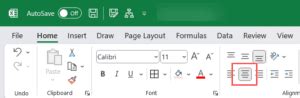 Center Align In Excel Shortcut
