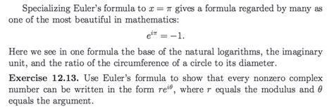 Solved Specializing Euler S Formula To X Pi Gives A Chegg Com