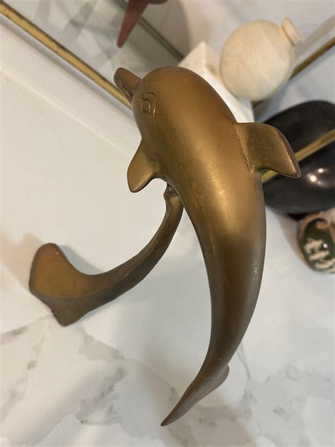 Pair Of Old Solid Brass Dolphins Etsy