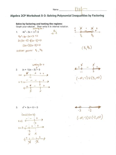 10 Polynomial Inequalities Key Pdf