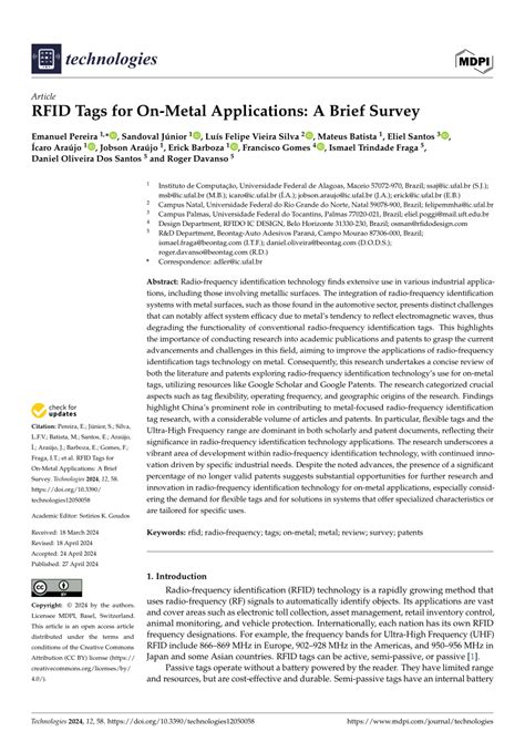 PDF RFID Tags For On Metal Applications A Brief Survey