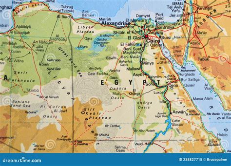 A Map Of Egypt Showing The Major Cities Stock Image