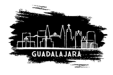 Guadalajara Mexico City Skyline Silhouette Hand Drawn Sketch 17647975