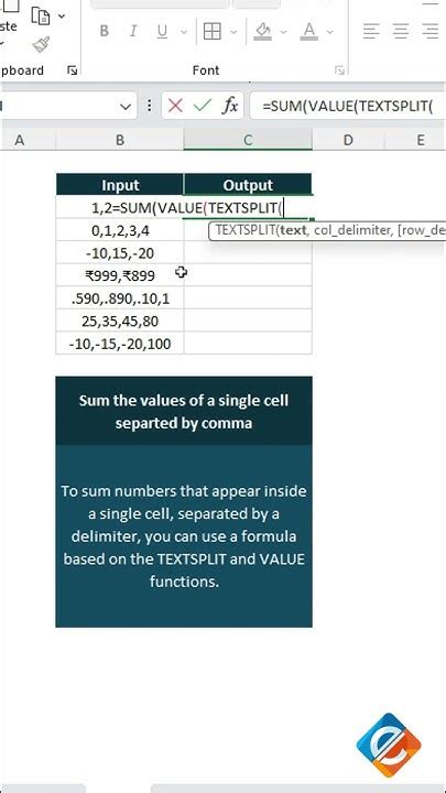 Cell Value Summation Add Values Of A Single Cell In Excel Exceltips Excelmagic Youtube