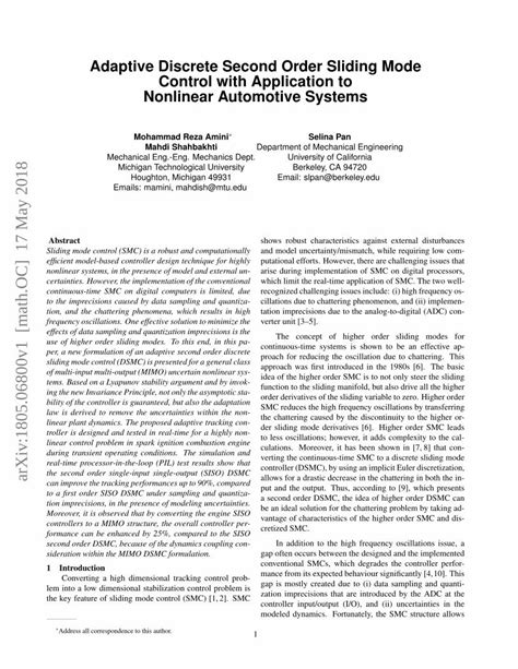 pdf adaptive discrete second order sliding mode control with