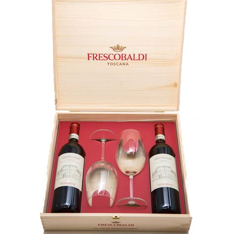 Chianti Docg Castiglioni” Frescobaldi Cassetta Di Legno 2 Bicchieri