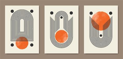 추상 현대 중반 세기 현대 Boho 포스터 템플릿 미적 현대 미술 엽서 표지 벽지 벽 예술 홈 장식에 대한 최소한의 기하학적 작곡 프리미엄 벡터