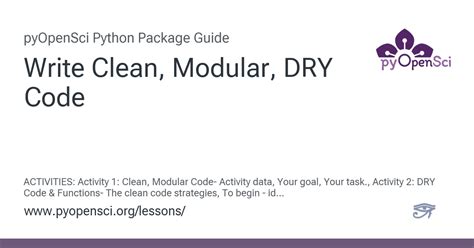 Write Clean Modular Dry Code — Pyopensci Lessons