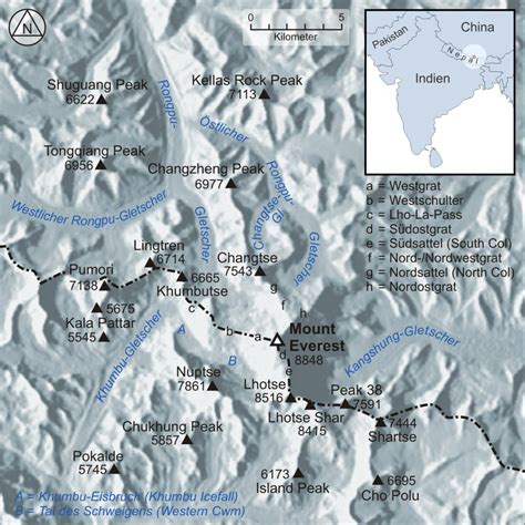 Mount Everest Topographic Map Carte Topographique Everest Altitude