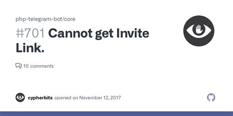 cannot get invite link · issue 701 · php telegram bot core · github