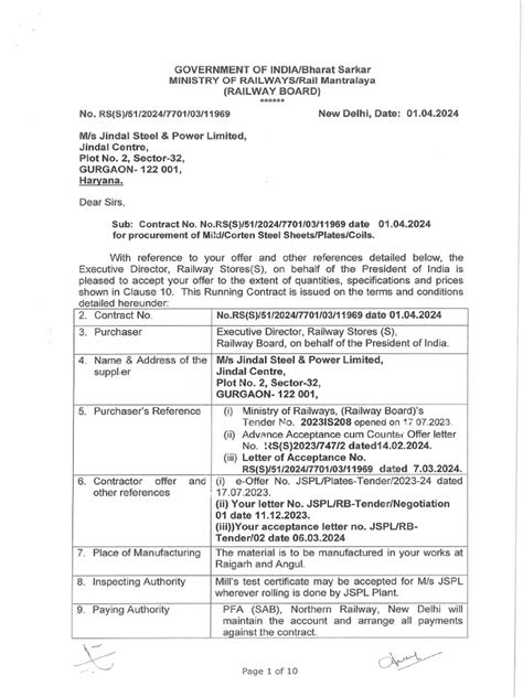 Jspl Contract 11969 Pdf