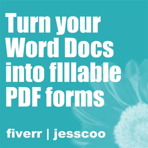 Convert Your Word Doc To A Fillable Pdf Form By Jesscoo Fiverr