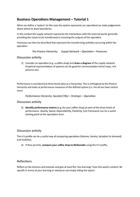 Business Operations Management Tutorial 1 2021v2 Business Operations Management Tutorial