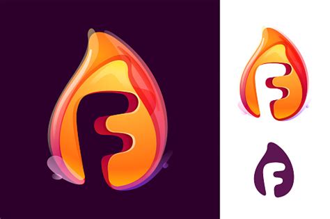 Logo Huruf F Dalam Nyala Api Ruang Negatif 3d Ikon Realistis Awal Yang Bersemangat Dalam Gaya