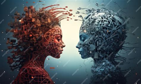 Premium Ai Image Unity And Opposites Female Profiles Composed Of Different Objects