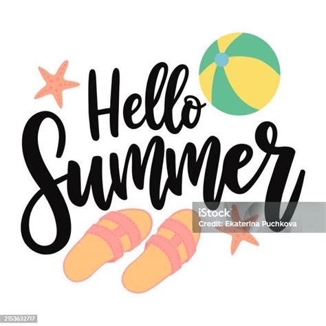 안녕하세요 흰색 배경에 여름 인용문입니다 플랫의 벡터 그림입니다 여름을 위한 문구입니다 여름아 안녕에 대한 스톡 벡터 아트 및 기타 이미지 Istock