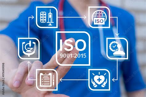 Doctor Using Virtual Touch Screen Presses Inscription Iso 90012015