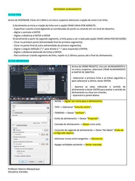 Tutorial Civil 3d Criando Alinhamentos Pdf Janela Informática