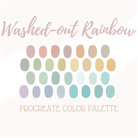 Procreate Color Palette Washed Out Rainbow Etsy